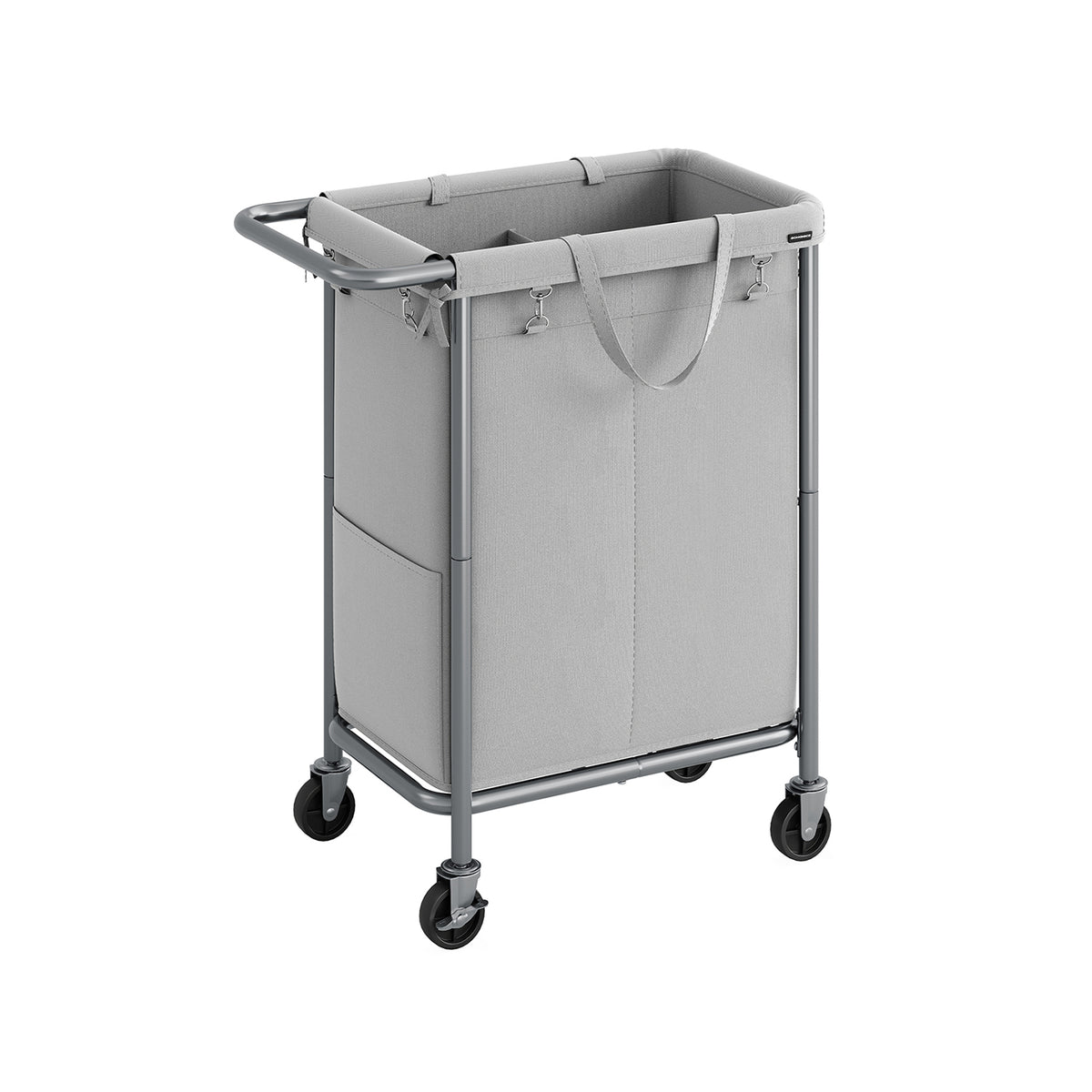 Wasmand met wielen en handvat